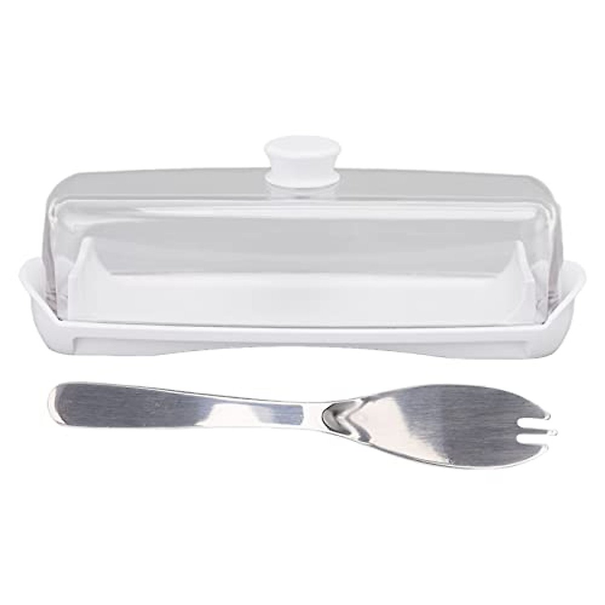 Plastic Butter Dish with Lid for Countertop, Butter Container with Knife for Butter Storage, Butter Holder for Refrigerators, Butter Mold(Transparent)