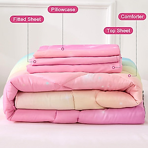 Wowelife Toddler Bedding Sets for Girls Pink, Premium 4 Piece Toddler Bed Set Stars, Princess Toddler Comforter Set, Super Soft and Comfortable for Toddler