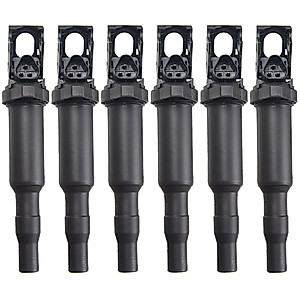 Ignition Coil Pack Set of 6 Replaces OE# 0221504470, Compatible with BMW 325i 328i 335i 525i 528i 530i 535i 545i 650i X3 X5 M5 M6 Z4 Mini Cooper and more