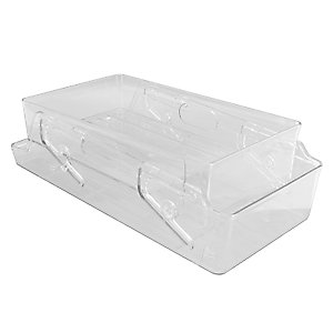 Beverage Can Organizer Bins for Refrigerator, Double Layers Soda Can Storage Organizer, Can Dispenser Beverage Holder, Plastic Food Pantry Storage Rack for Kitchen, Automatic Replenishment