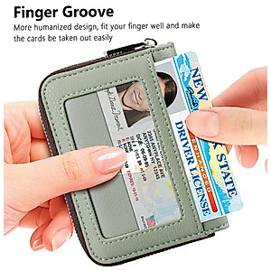 FurArt Credit Card Wallet, Zipper Card Cases Holder for Men Women, RFID Blocking, KeyChain Wallet, Compact Size