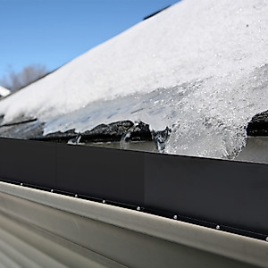 Powrocket 6 Pack Aluminum Gutter Valley Splash Guard,Keep Water from Overshooting The Gutter,for Valley,Corner,or Straight,10 inch Each Piece,Black