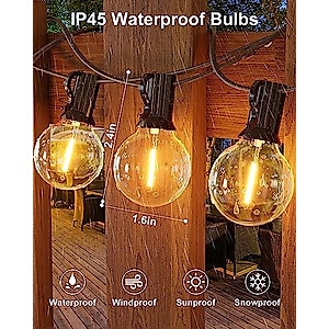 GLUROO 120FT LED String Lights, G40 Bulbs, Waterproof Dimmable Globe Hanging Cafe, Bistro Lights for Outside, 2Packs * 60ft