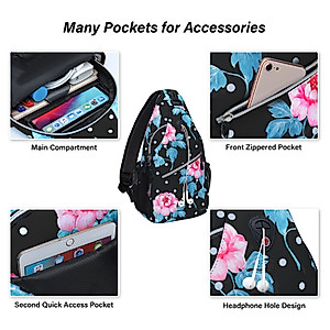 MOSISO Sling Backpack, Multipurpose Travel Hiking Daypack Impatiens Rope Crossbody Shoulder Bag, Black