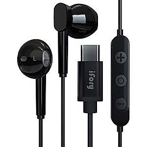 iFory USB C Earphones, HiFi Stereo Type C Earbuds Stereo in-Ear Earbud USB C Headphones with Mic and Volume Control Compatible with Google Pixel 3/2/XL, Sony XZ2, iPad Pro Black