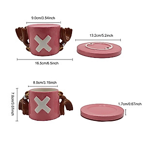 KOSMO MASA Anime Merch Chopper Coffee Mugs Pink Hat Ceramic Tea Milk Cup Office Collection Gifts for Adults Christmas Birthday, Chopper