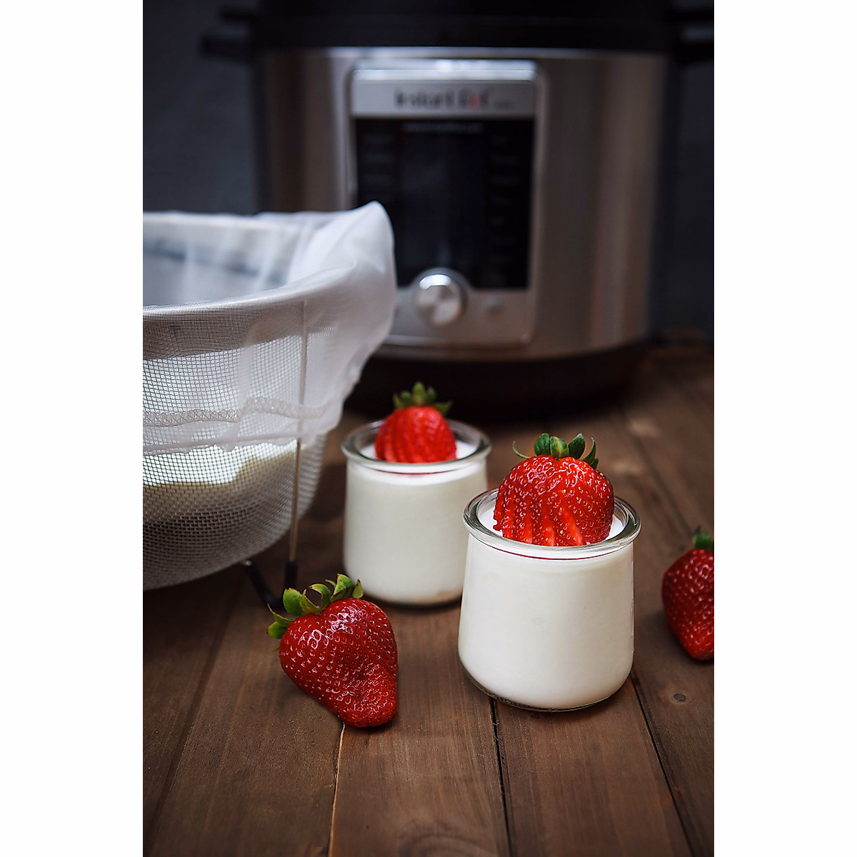 2-Pack Greek Yogurt Maker Strainer Pouch Bag, 16-in x 9-in Multi-Purpose Reusable Fine Mesh Nut Milk Bag, Cold Brew Coffee Filter Bags, Cheese Cloth for Straining, Compatible Instant Pot Accessories