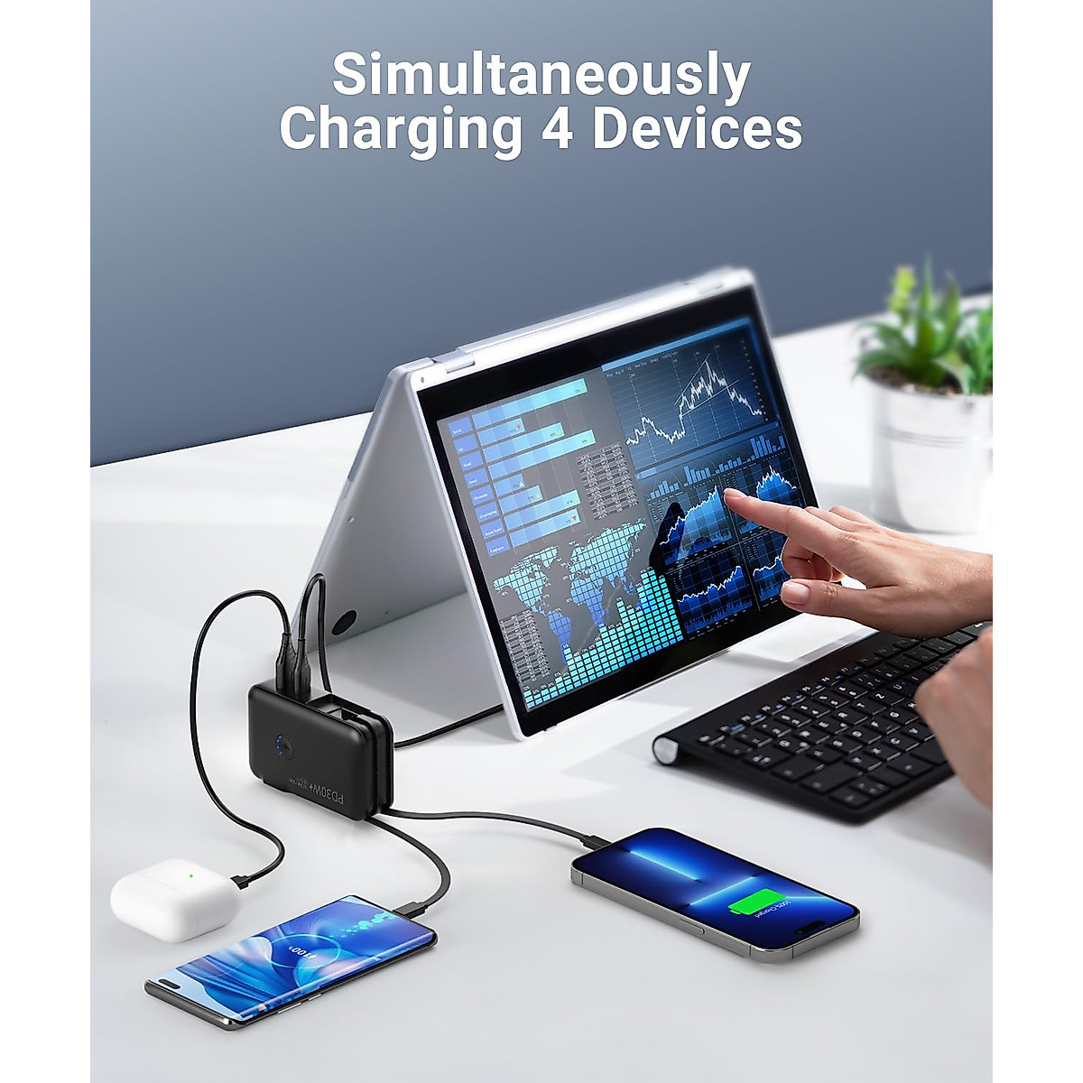 Portable Charger, Power Bank, 16000mAh Power Bank Built-in AC Wall Plug and Cables, PD 30W and QC4.0 Fast Charger for iPhone and Android Phones and Most Electronic Devices (Black)