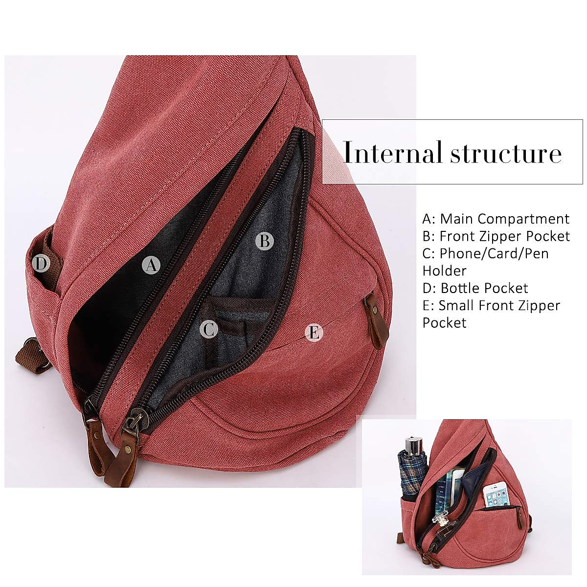 KL928 Canvas Sling Bag - Small Crossbody Backpack Shoulder Casual Daypack Rucksack for Men Women
