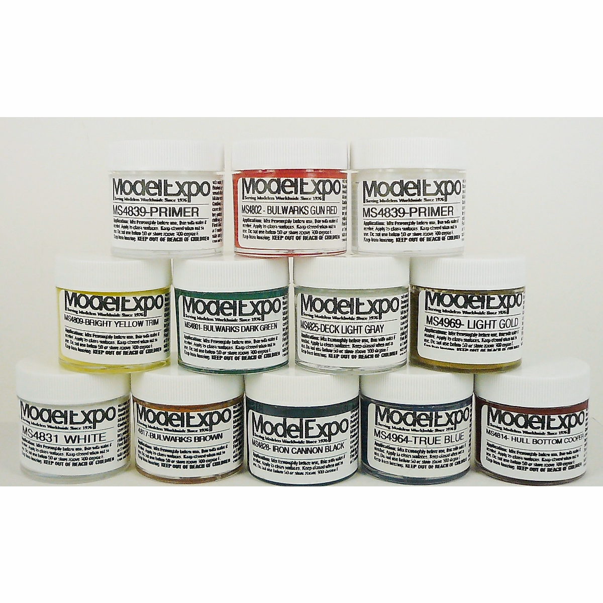 Model Expo MS4800CB - Paint Set for Ships - 12 Most Popular Paints for Historic Wood Models