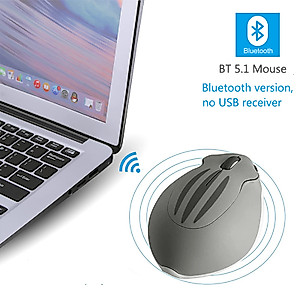 Bluetooth 5.1 Wireless Mouse,No Receiver Inside,Cute Animal Hamster Shape,M Size Silent Click Compatible with Android Tablet/MacBook/Chrome/Microsoft Surface/Windows 8.1 Above, Gray