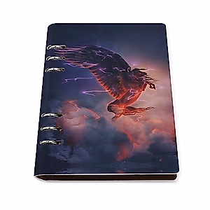 Red Thunderbolt Pegasus Notebook Cover 6-Ring Binder Portable Planner Book Loose-Leaf Cover for Home Office