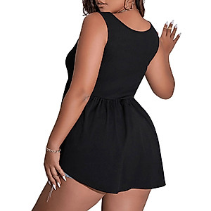 SOLY HUX Women's Plus Size Sleeveless Summer Tops Peplum Tank Top Scoop Neck Ruffle Hem Shirts Black 3XL
