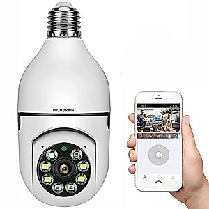 5G Light Bulb Home Security Camera, Wireless Video Surveillance Lightbulb Cameras, PTZ WiFi Panorama Camera with E27 Lamp Base, Full Color Night Vision & Two Way Audio