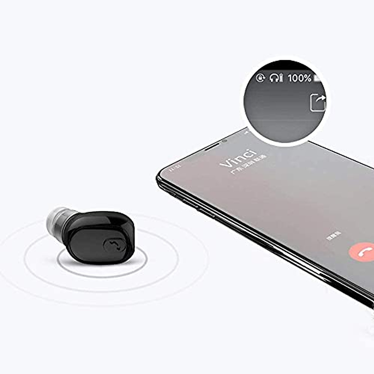 SANWENYU Single Ear Wireless Earbud Bluetooth Headset in-Ear Mini Invisible Headphone Business Earphone (Black)