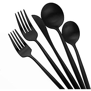 Gugrida 20-Piece 18/10 Stainless Steel Flatware Silverware, Luxury Dinnerware Set Travel Cutlery Tableware Include Knife Fork Spoon Service for 4,Healthy & Eco-Friendly Dishwasher Safe (Black Matte)