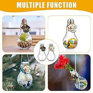 Sabary 36 Pack 100 ML Plastic Light Bulb Jars with Graduation Card and String, Light Bulb Candy Container Light Bulb Drinking Cups Fillable Drink Ornaments Clear Candy Jars For 2024 Graduation Party