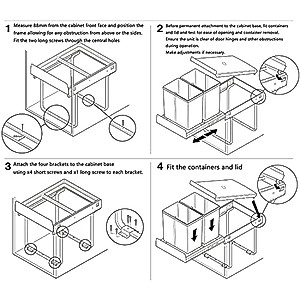 uyoyous Pull Out Trash can Under Cabinet 40 Quart Double Sliding Trash Can Under Cabinet Bin with Lid and Handle Easy to disassemble Gray Garbage Recycling Trash Container Bin