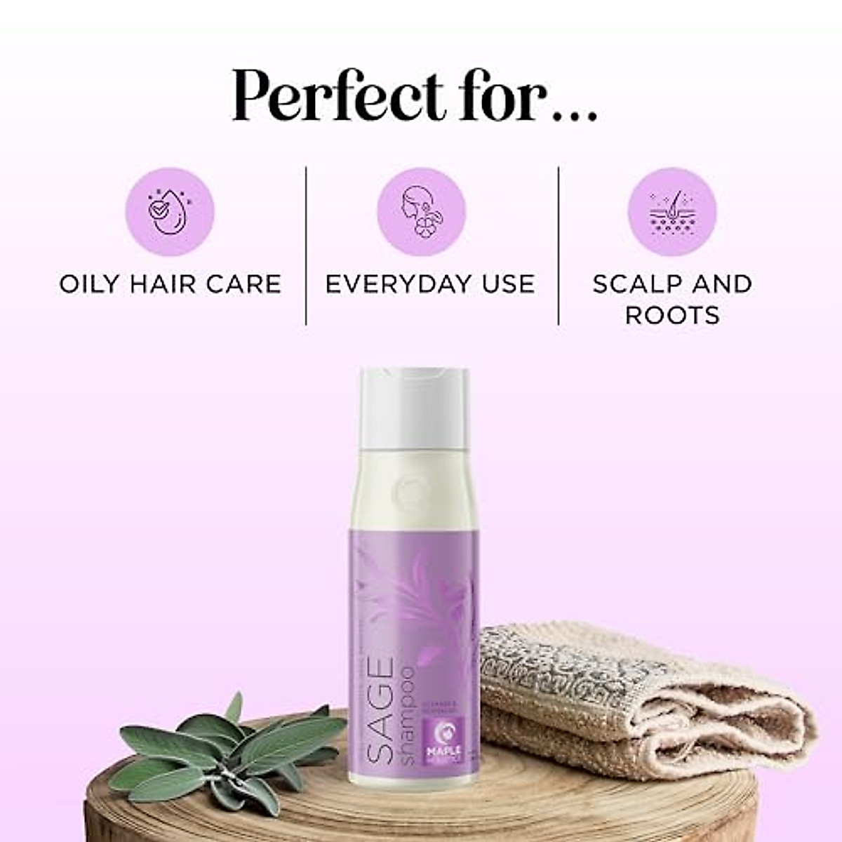 Maple Holistics Sage Shampoo for Dandruff, Oily Hair and Flaky Scalp, 10 OZ - Sulfate Free Volumizing Shampoo with Natural Ingredients, Essential Oil for Men and Women