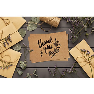 caqpo Thank You Cards With Envelopes - 160 Sets Premium Kraft Thank You Cards Bulk - Thank You Notes with 8 Graceful Designs - Floral Thank You Card for Celebration, Wedding, Baby & Bridal Shower 4x6