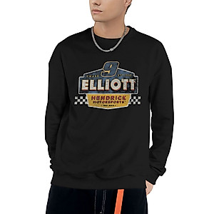 ASFRSH Chase Elliott 9 Crewneck Sweatshirt Hoodie Pullover Long Sleeve Loose Lightweight Sport Unisex Cotton Sweatshirt Black