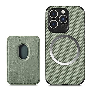 EVE - [3 in 1] for iPhone 14 Pro Max Case & Vegan Leather Card Slot Set, Shockproof and MagSafe Magnet Built-in Wireless Charging Compatible Designed [2022] - Green