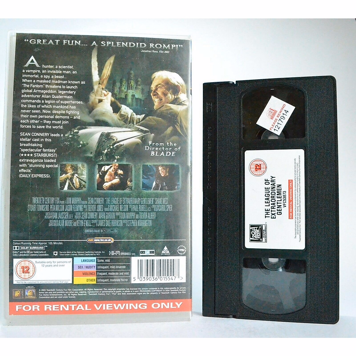 The League Of Extraordinary Gentlemen: Steampunk Film - Sean Connery - Pal VHS