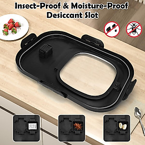 Rice Storage Container, 20-30Lbs Airtight Large Dog Cat Food Storage Containers with Wheels, Scoop & Measuring Cup, Collapsible Kitchen Flour Bin, Dry Food Storage Holder for Rice Kibble Pet Food