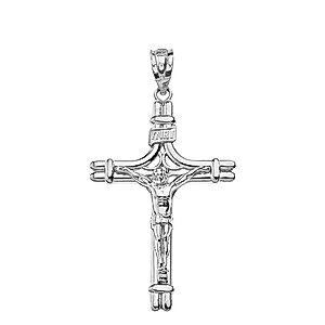CaliRoseJewelry Sterling Silver INRI Crucifix Jesus on The Cross Pendant