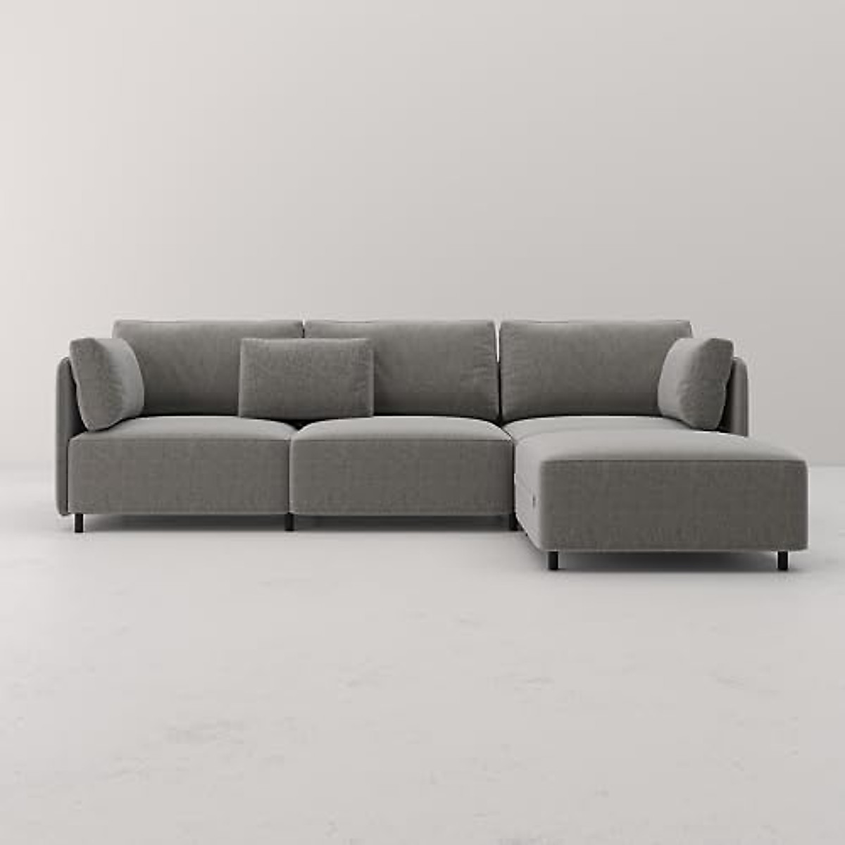 Acanva Convertible Modular Sectional Sofa for Living Room, Free-Combination Armchair Loveseat with Removable Backrest, L Shaped Couch, Light Grey 4 Piece Set