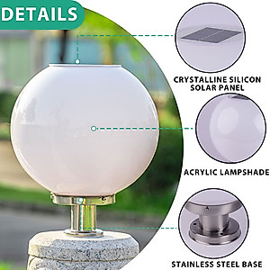 Pcqre Creative Acrylic Landscape Light Outdoor Solar Globe Column Light Double Color Waterproof Pillar Lamp Villa Garden Post Lantern Lawn Street Lamp E27 Pole Lamp (Size : Height-25cm)