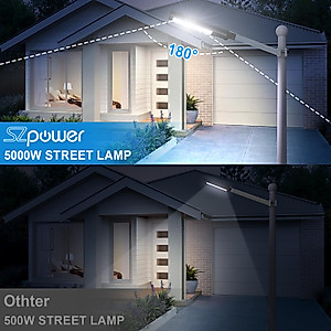 5000W Street Lights Solar Powered, 5000000LM Solar Street Lights for Outside, 2700K/4200K/6500K Dimmable Solar Street Lights Outdoor Waterproof IP66 Dusk to Dawn for Parking Lot, Pole, Garden, Yard