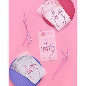 xo, Fetti Bachelorette Party Ring Finger Drink Pouches - 16 count, Pink | Bach Party Drinkware, Cute Bridal Shower Supplies, Engagement Reusable Cups, Bride To Be Decorations, Bridesmaids Favors