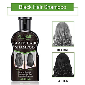 Black Hair Shampoo, Hair Dye Shampoo, Hair Darkening Shampoo, Reverse Grey Hair Shampoo, Hair Growth Shampoo, Black Hair Color Shampoo for Women Men Cover Gray White Hair, Restore Lustrous and Shiny Hair