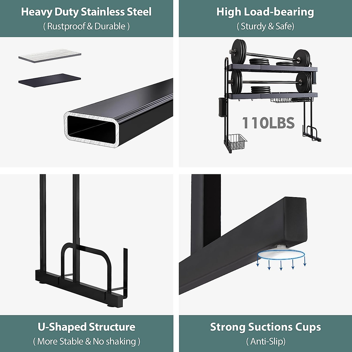 MAJALiS Over Sink Dish Drying Rack, Stainless Steel 2 Tier Large Dish Drainer Above Sink Adjustable 27.5" - 33.5", Expandable Kitchen Counter Organizer Storage Shelf with 6 Hooks