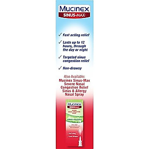 Mucinex Sinus-Max Nasal Spray Decongestant, 12 Hour Over-The-Counter Medication Nose Spray for Sinus Relief, Nasal Decongestants For Adults & Sinus Congestion, Cooling Menthol, 0.75 Fl Oz (Pack of 3)