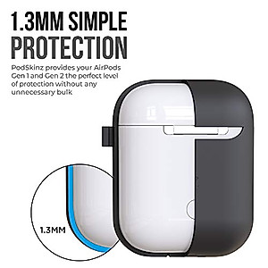 KeyBudz Elevate Series AirPods Case [Front LED Visible] Keychain Protective Silicone Cover Compatible with AirPods Case 1 & 2 (with Carabiner, Black)
