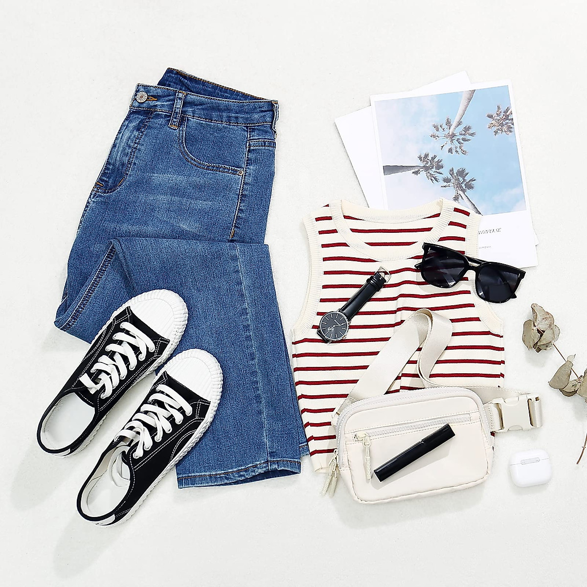 WESTBRONCO Fanny Packs for Women Men, Belt Bag with 4 Zipper Pockets, Fashion Waist Packs, Lightweight Crossbody Bags with Adjustable Strap for Workout/Running/Hiking (Black)