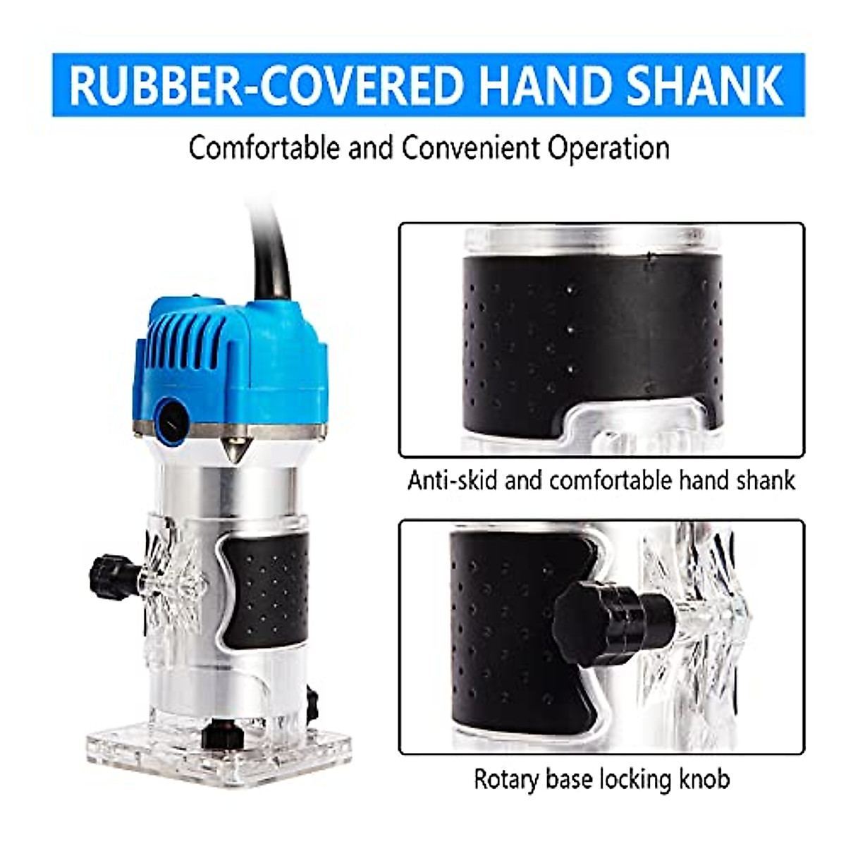 Wood Routers, Wood Trimmer Router Tool, Compact Wood Palm Router, Tool Hand Trimmer, Woodworking Joiner, Cutting Palmming Tool, 30000 RPM 1/4" Collets 800W 110V