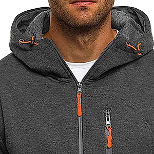 Maiyifu-GJ Fleece Hoodies for Men Long Sleeve Full Zip Up Sports Sweatshirt Lightweight Slim Fit Hoodie with Zip Pockets (Grey,Large)