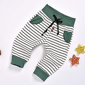 BOUTIKOME Toddler Baby Boys Outfits Infant Long Sleeve Shirts Pants Sets 0-4 Years Kids Fall Winter Sweathirt Pants Clothes (Green,12-18 M(Size:90))