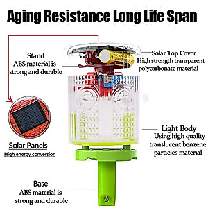 LEDHOLYT Solar Strobe Warning Light, Super Bright Single Column Solar Emergency Strobe Warning Light, Flashing Barricade Safety Road Construction Traffic Flashing Beacon Light (White)