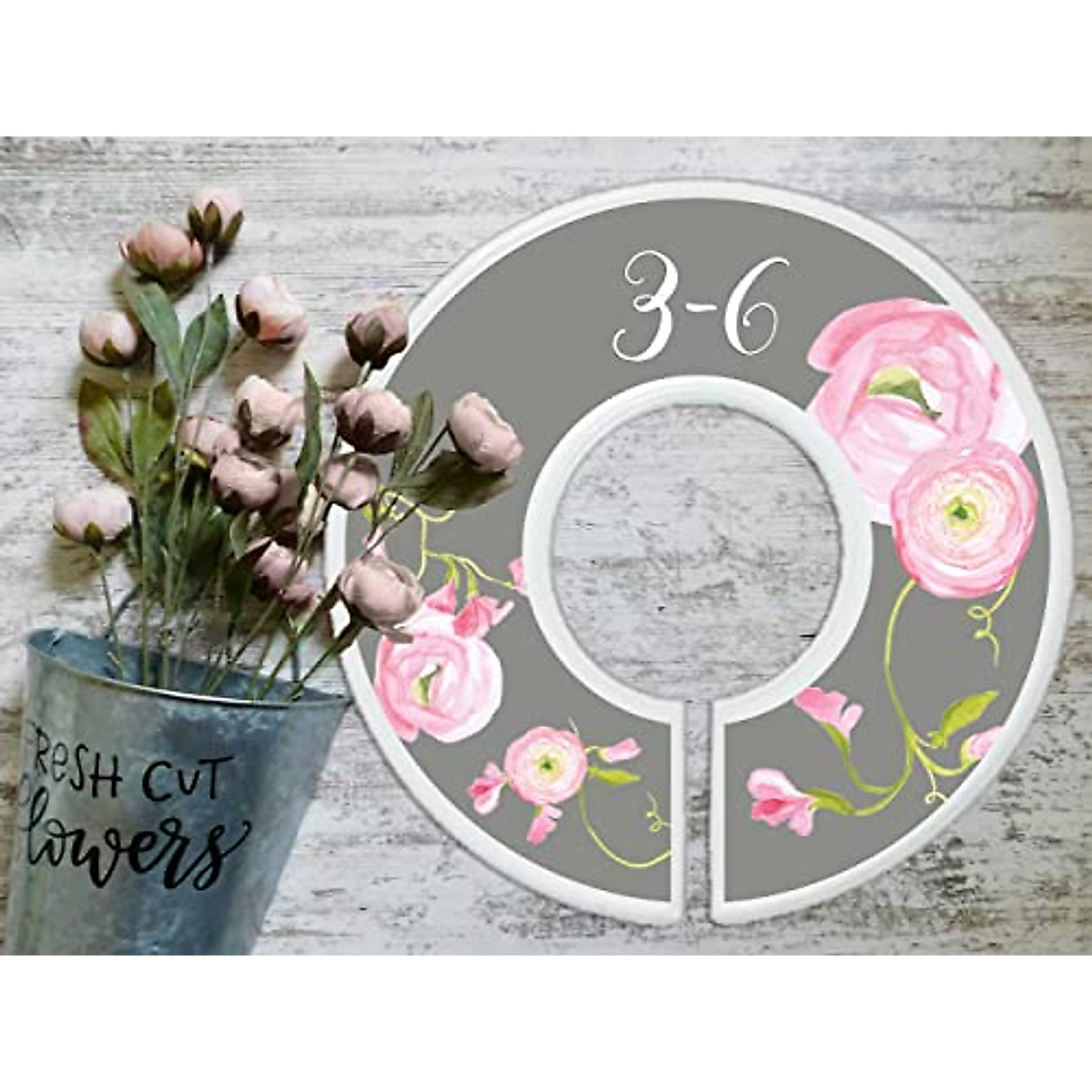 Mumsy Goose Nursery Closet Dividers, Closet Organizers, Baby Girl Clothes Organizers Pink Grey Floral