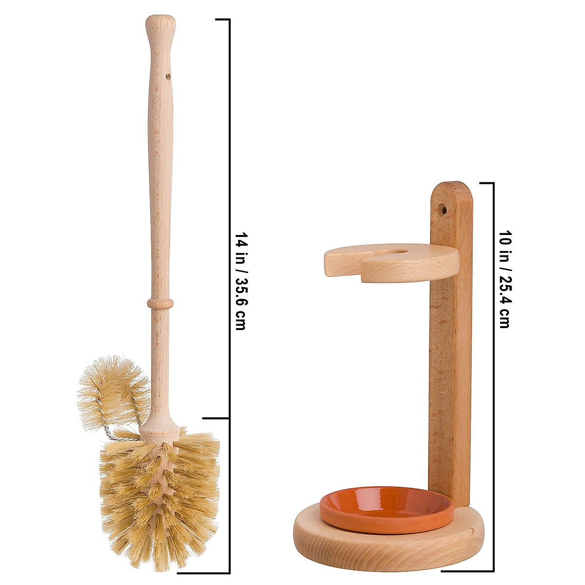 Redecker Natural Pig Bristle Toilet-Brush with Untreated Beechwood Handle, 14-1/2-Inches