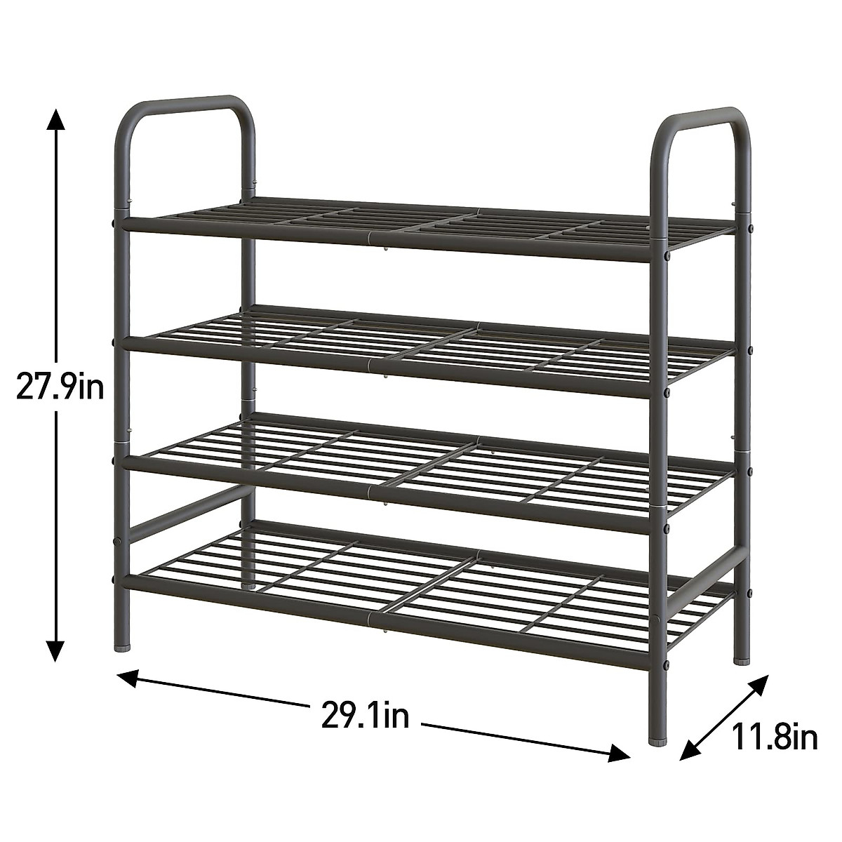 Huhote Metal Shoe Rack 4 Tiers Black Iron Mesh Freestanding Shoe Organizer Storage Shelf, Storage Rack Space Saving Shoe Stand Shoe Shelf Garage Shelving for Entryway, Hallway, Living Room,Closet