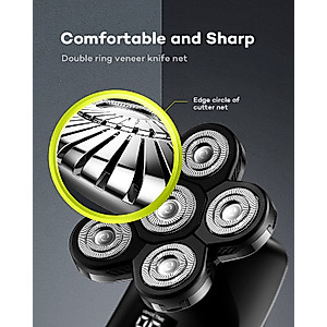 Head Shaver, ATEEN Wet/Dry Electric Razor for Men Rechargeable, Mens Cordless Rotary Shavers for a Perfect Bald Looking, Grooming Kit for Men, Anti-Pinch, LED Display-Mens HIMS Gifts