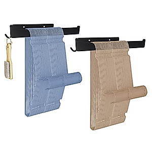2 Pack Hanger Storage Stacker Stand，Hanger Organizer Stacker,Hanger Holder Rack with Hook for Closet, Hanger Stacker for Closet Laundry Room,Space Saving Clothes Hanger Storage Rack，Drilling (Black)