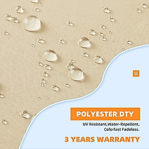 Trenovo 9 FT Outdoor Patio Umbrella -2023 Pro-Series Ultra Durable Table Umbrella with Push Button Tilt and Crank, Updated UV Protection Tech & 8 Reinforced Ribs, Waterproof Market Umbrella for Garden, Lawn, Deck, Backyard, Pool (Tan)