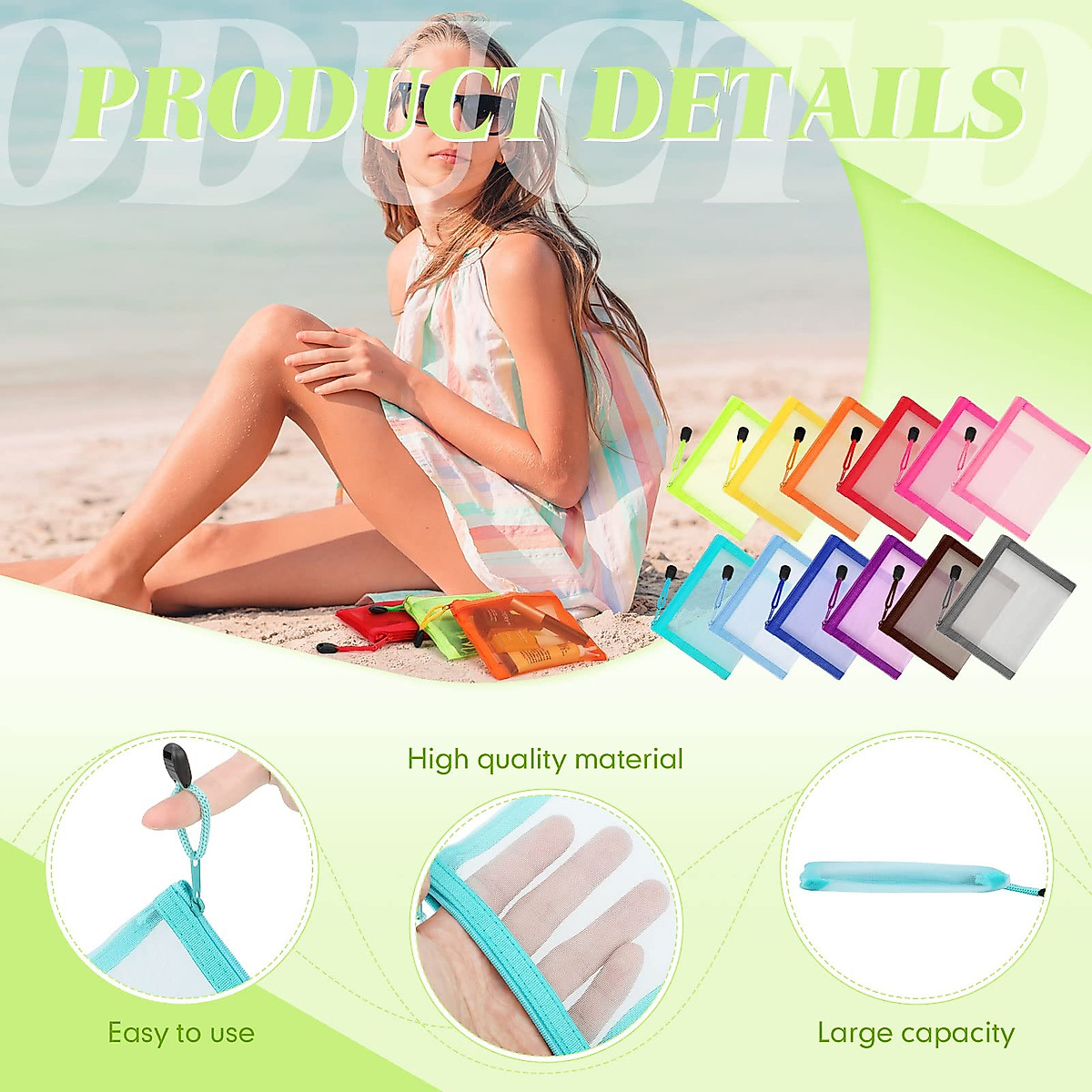 Jexine 24 Pcs Mini Zipper Mesh Bags Lipstick Cosmetic Accessories Organizer Nylon Makeup Zipper Pouch Small Cosmetic Bag for Purse Beauty Mesh Travel Bags for Women(Bright Color, 5 x 4 Inch)