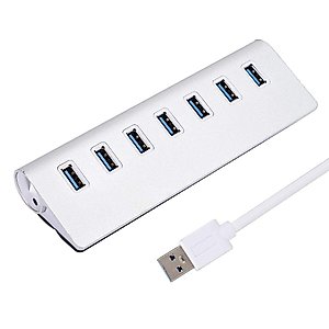 USB Hub, USB3.0 Splitter Docking Station with 7 Port for PC, Laptop, Keyboard, Mouse, Hard Disk Drive, Plug and Play